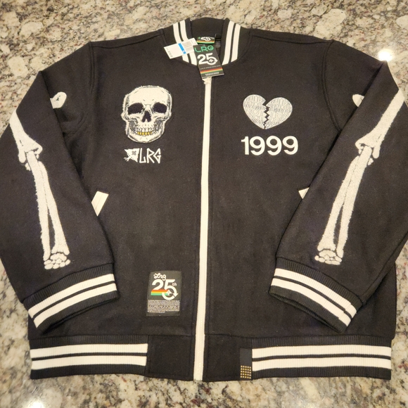 Lrg | Jackets & Coats | Lrg 99 Bones Black And White Varsity Jacket ...